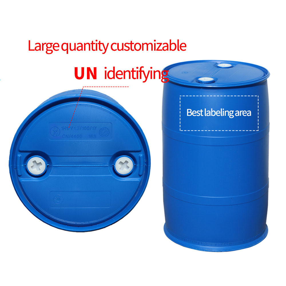 Open Top 200L Black Plastic Barrel Drum With Lid For Chemical Waste ...