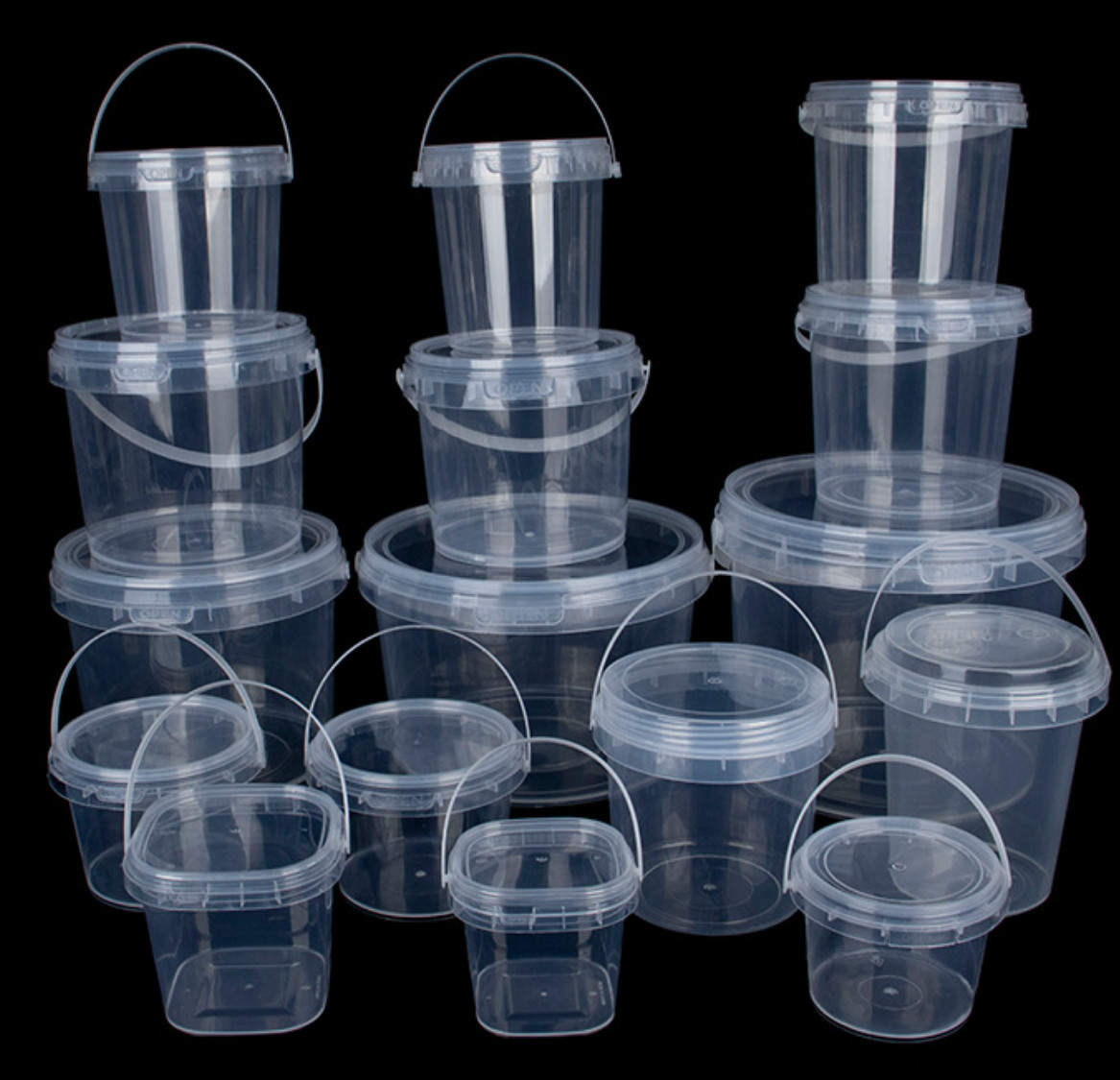 Customizable Clear Plastic Bucket For Food Storage And Display