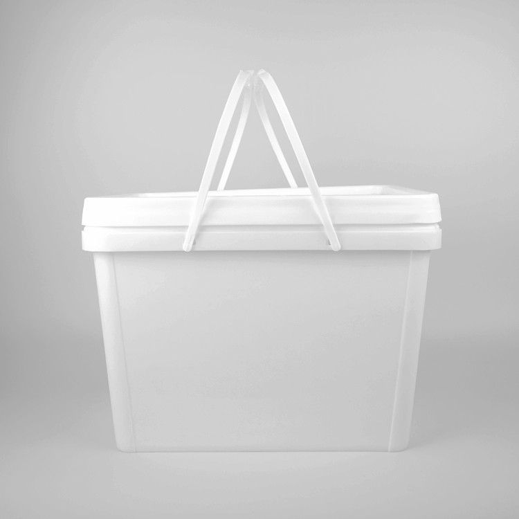Square Bucket White 20L Plastic Pail With Lid
